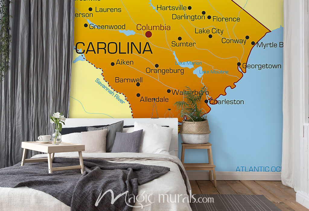 South Carolina State Map Wallpaper Mural by Magic Murals