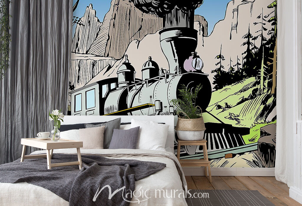 Train Rounding the Mountain Wallpaper Mural by Magic Murals