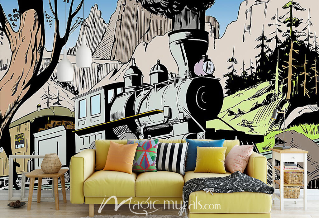Train Rounding the Mountain Wallpaper Mural by Magic Murals