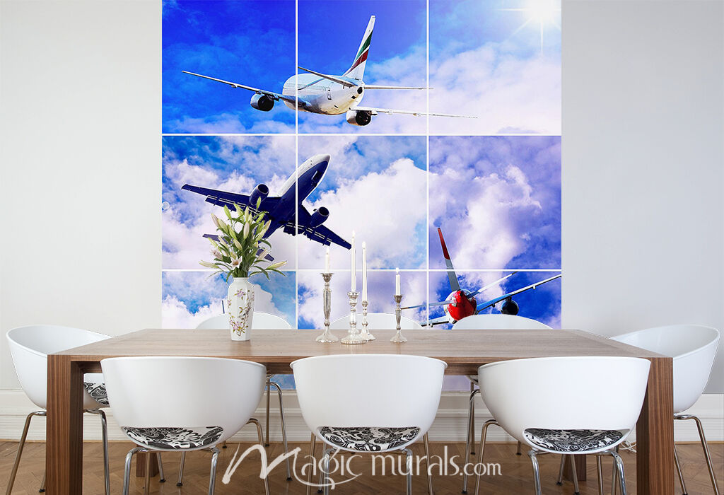Airplanes in Flight Wallpaper Wall Mural by Magic Murals