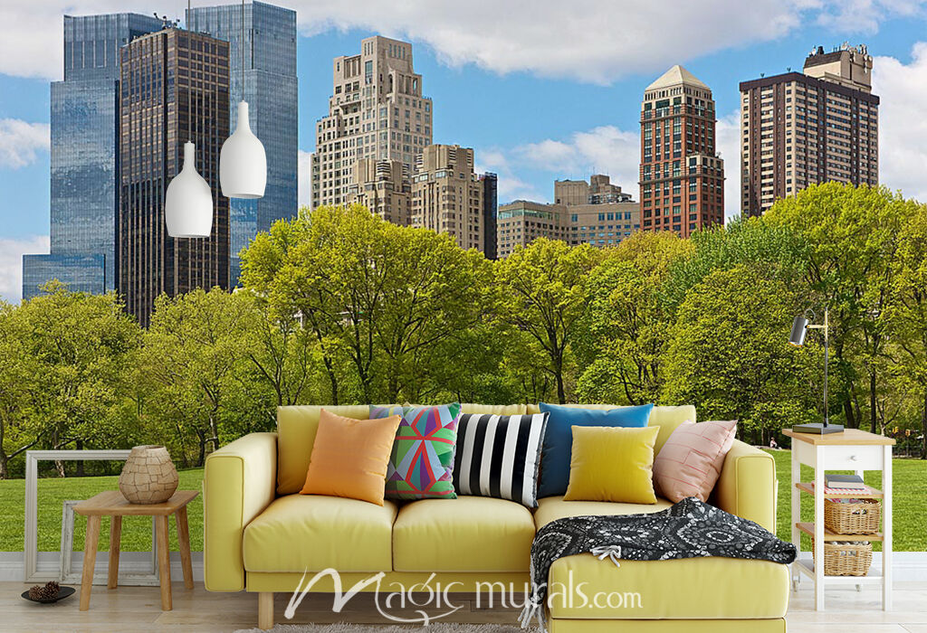 Park with Buildings Wallpaper Wall Mural by Magic Murals