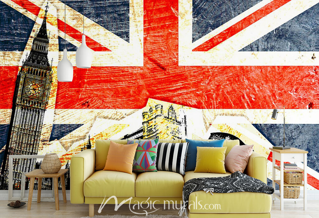 UK Flag London Landmarks Wallpaper Mural by Magic Murals
