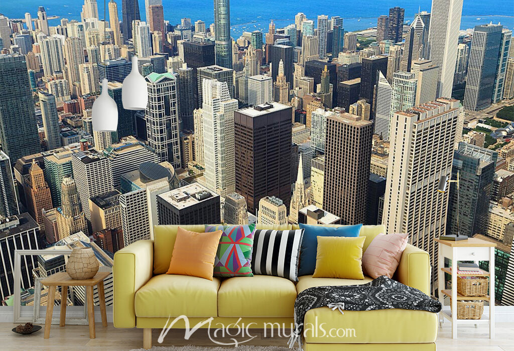 Chicago Building Blocks Wallpaper Mural by Magic Murals