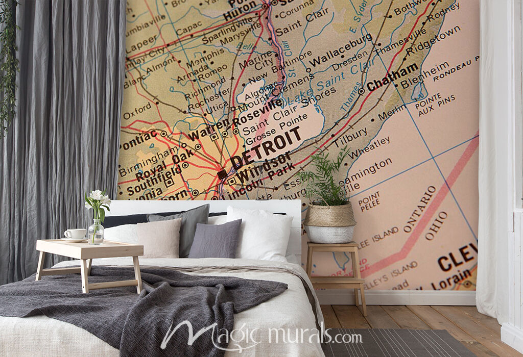 Michigan Map Wallpaper Wall Mural by Magic Murals