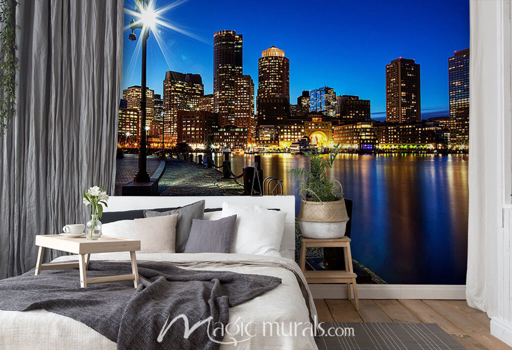 Boston Harbor at Night Wallpaper Mural by Magic Murals