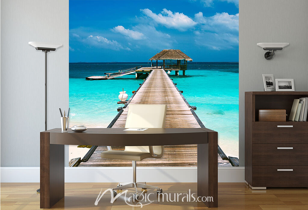 Maldives Beach Bungalows Wallpaper Mural by Magic Murals
