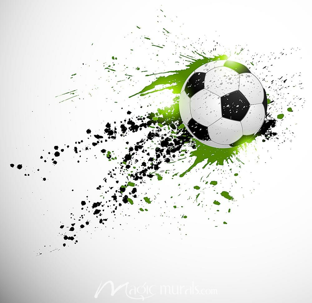Green Soccer Splatter Wallpaper Mural by Magic Murals