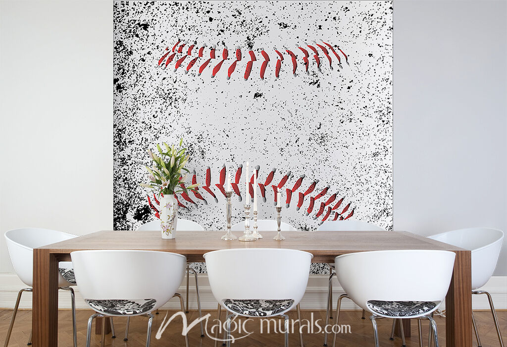 Baseball Stitches Wallpaper Wall Mural by Magic Murals
