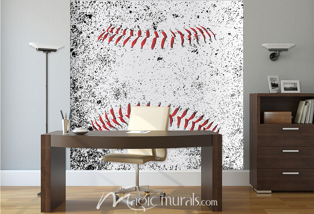 Baseball Stitches Wallpaper Wall Mural by Magic Murals