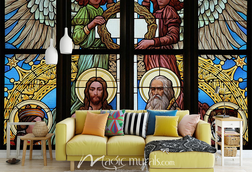 Holy Trinity Stained Glass Wallpaper Mural by Magic Murals
