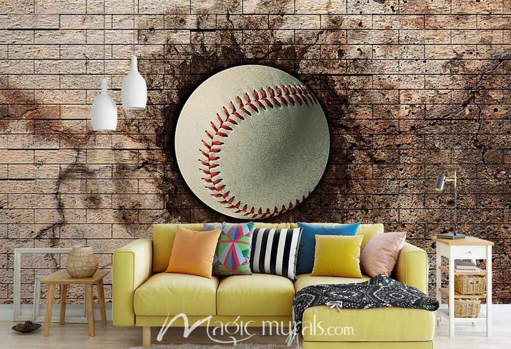 Baseball Wall Break Wallpaper Wall Mural by Magic Murals