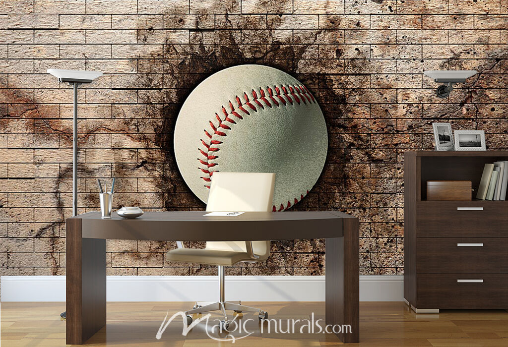Baseball Wall Break Wallpaper Wall Mural by Magic Murals