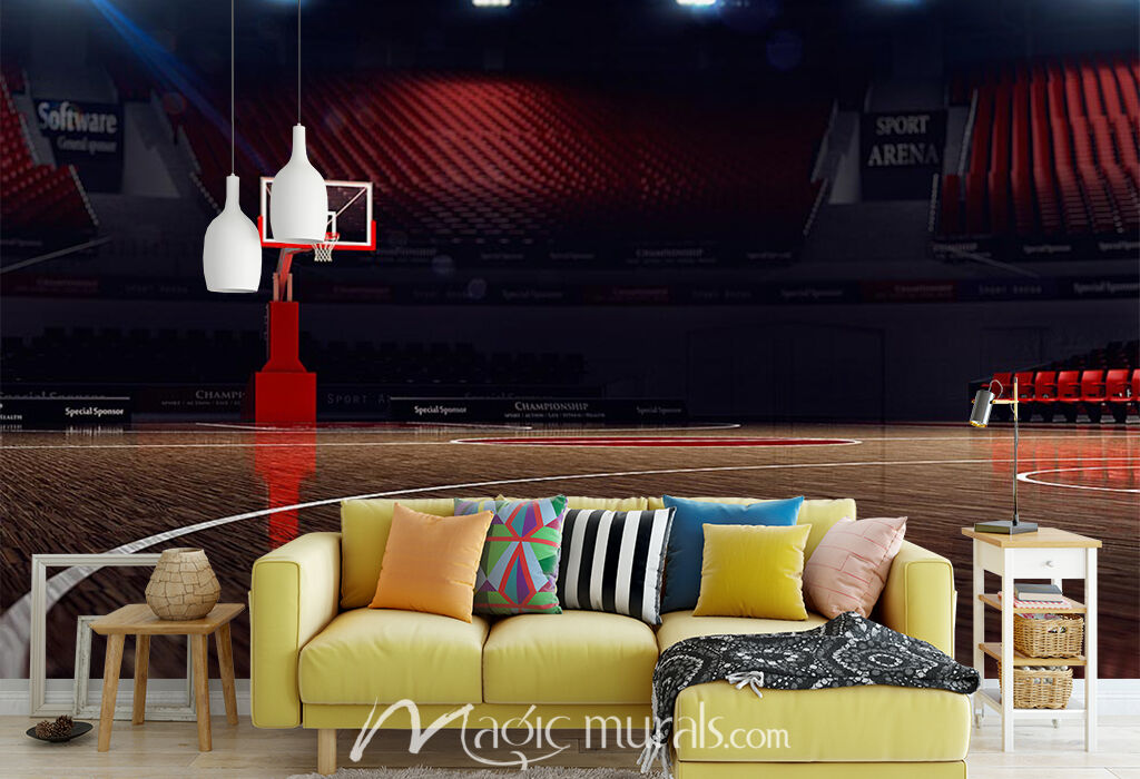 Shiny Basketball Court Wallpaper Mural by Magic Murals