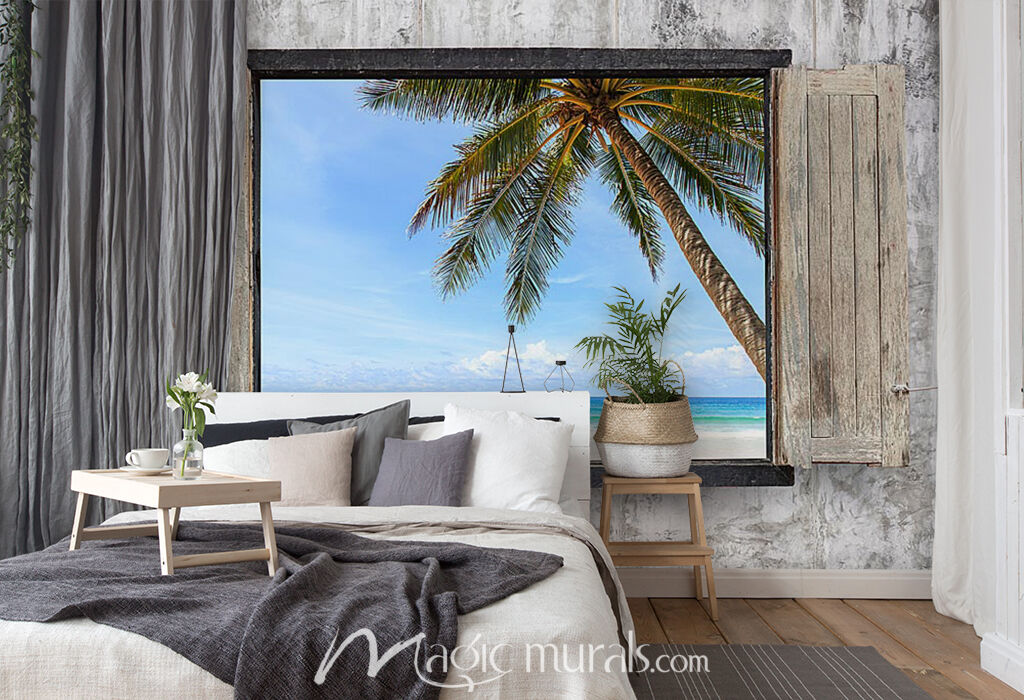 Tropical Palm Window Wallpaper Mural by Magic Murals