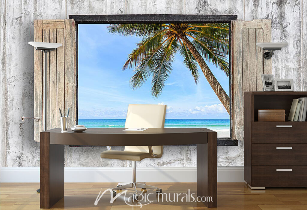 Tropical Palm Window Wallpaper Mural by Magic Murals