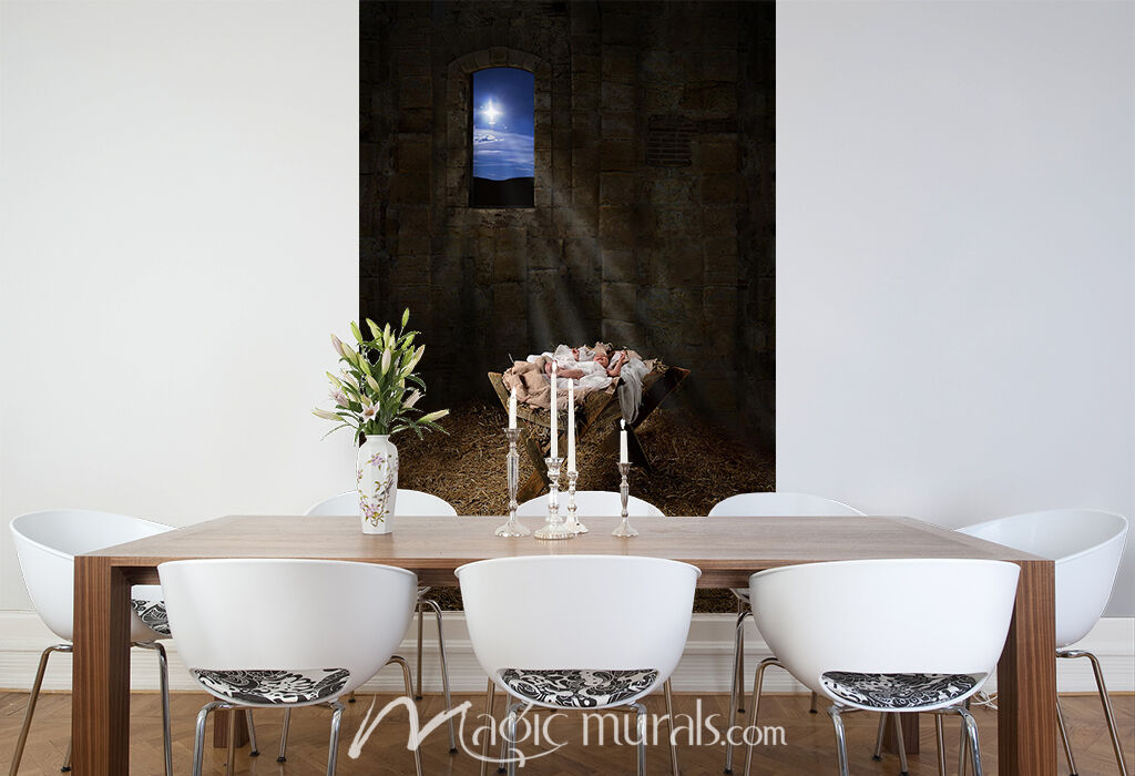 Jesus in Manger Wallpaper Wall Mural by Magic Murals