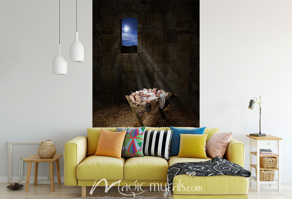 Jesus in Manger Wallpaper Wall Mural by Magic Murals