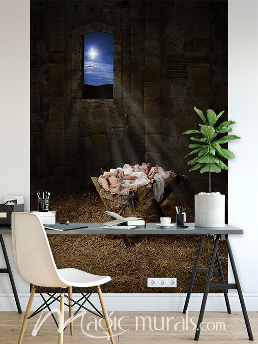 Jesus in Manger Wallpaper Wall Mural by Magic Murals
