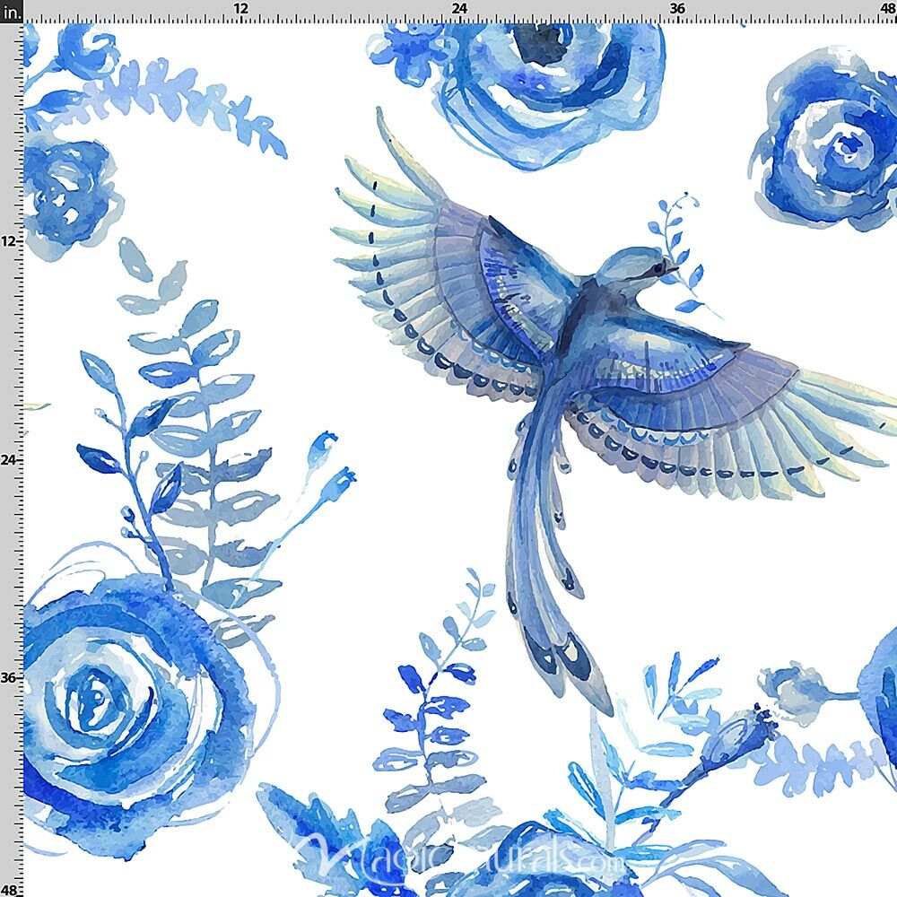 Blue Watercolor Fauna Wallpaper Mural by Magic Murals