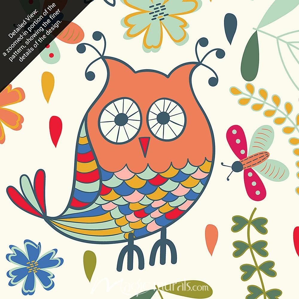 Colorful Owls Wallpaper Wall Mural by Magic Murals