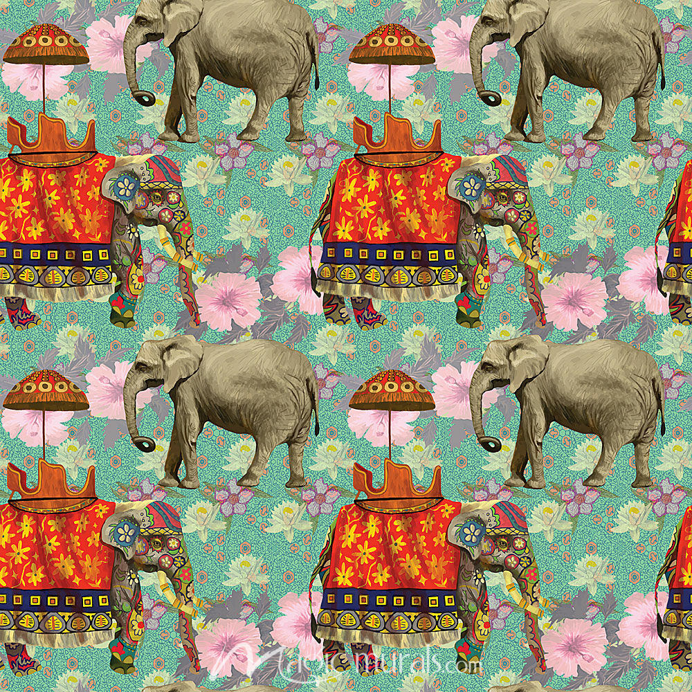 Royal Elephants Wallpaper Wall Mural by Magic Murals