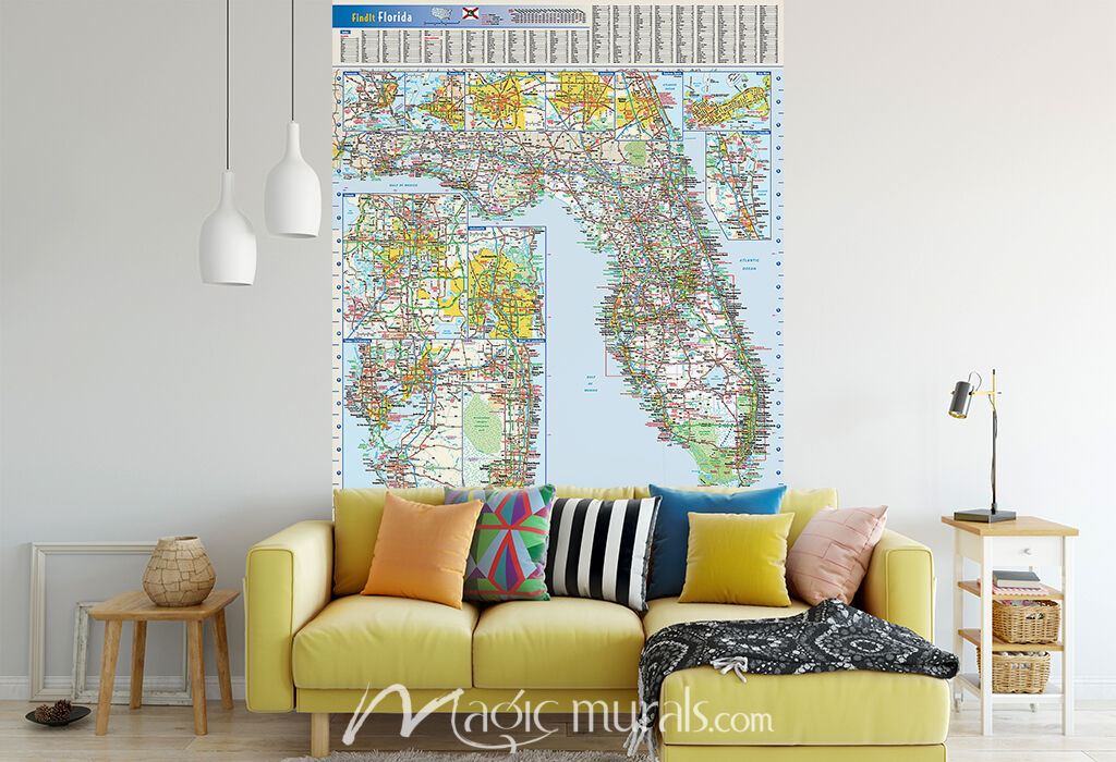 Florida State Map Wallpaper Wall Mural by Magic Murals