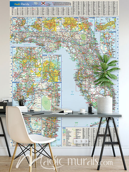 Florida State Map Wallpaper Wall Mural by Magic Murals