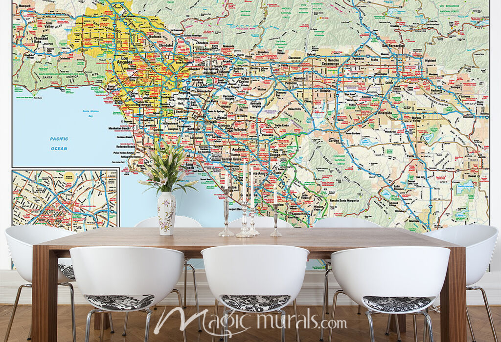 Los Angeles Map Wallpaper Wall Mural by Magic Murals