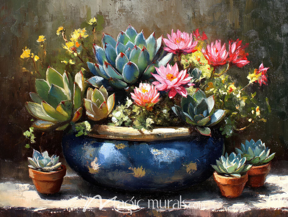 Succulent Pot 0619 Wallpaper Wall Mural by Magic Murals