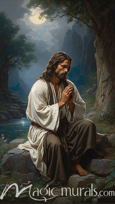 Jesus Praying 3528 Wallpaper Wall Mural by Magic Murals