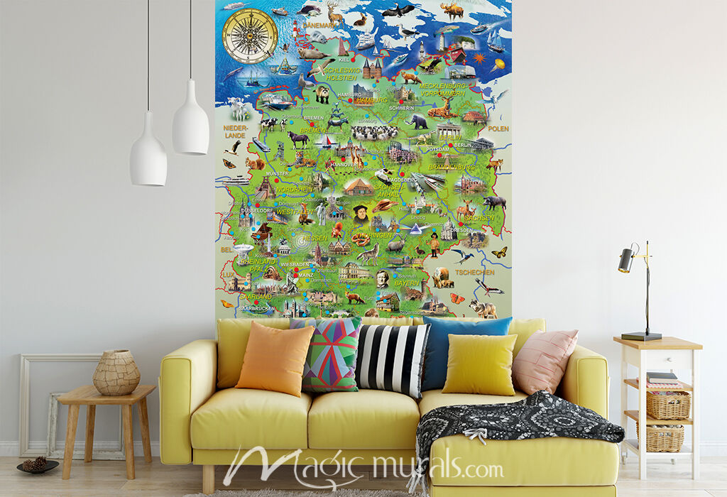 Map of Germany Illustration Wallpaper Mural by Magic Murals