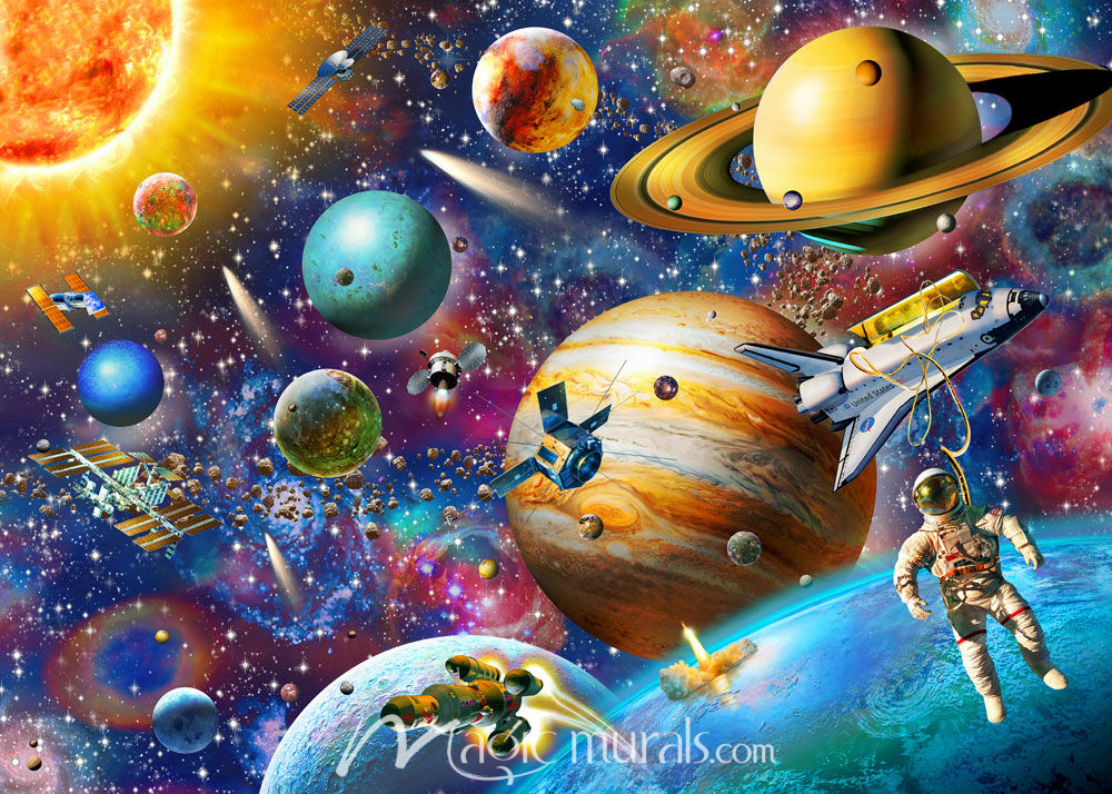Solar System Odyssey Wallpaper Mural by Magic Murals