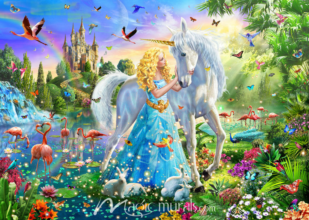 The Princess Unicorn and Castle Mural by Magic Murals