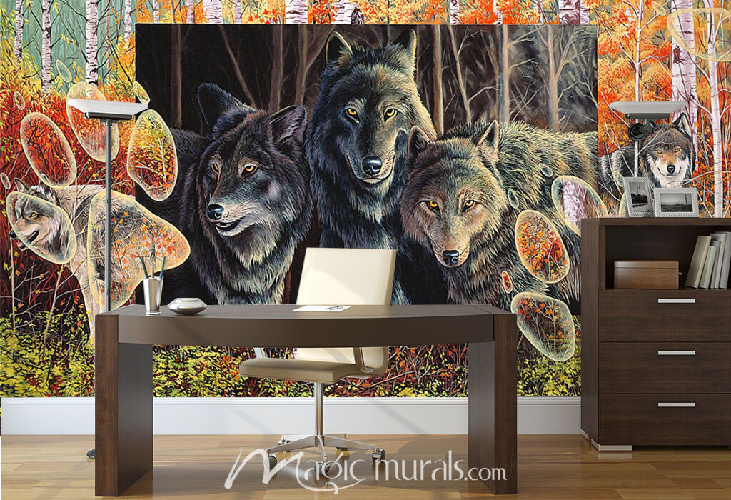 Wolves Step Lightly Wallpaper Wall Mural by Magic Murals
