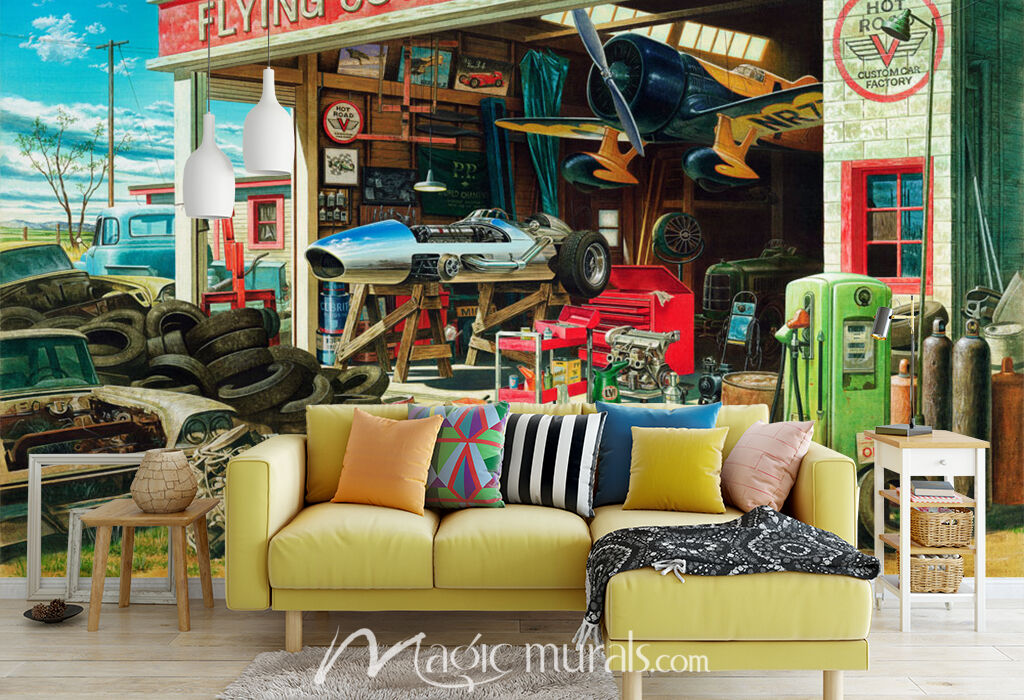Gas Stand Hot Rod Wallpaper Wall Mural by Magic Murals