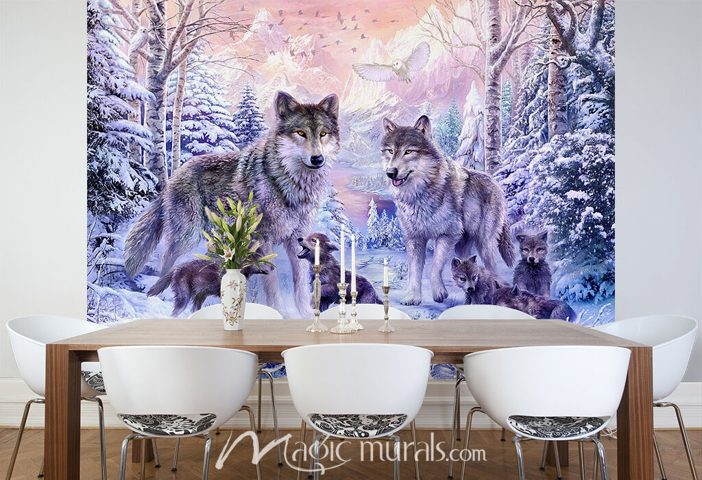 Winter Wolf Family Wallpaper Wall Mural by Magic Murals