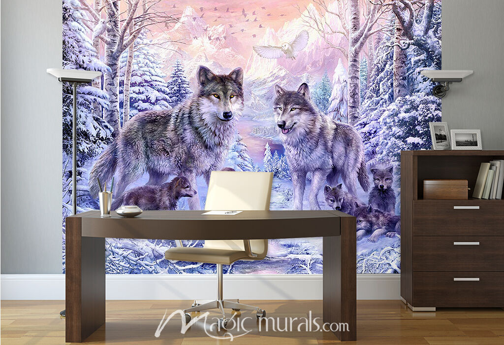Winter Wolf Family Wallpaper Wall Mural by Magic Murals