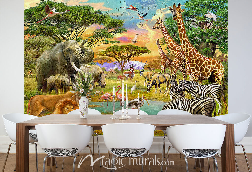 The Watering Hole Wallpaper Wall Mural by Magic Murals