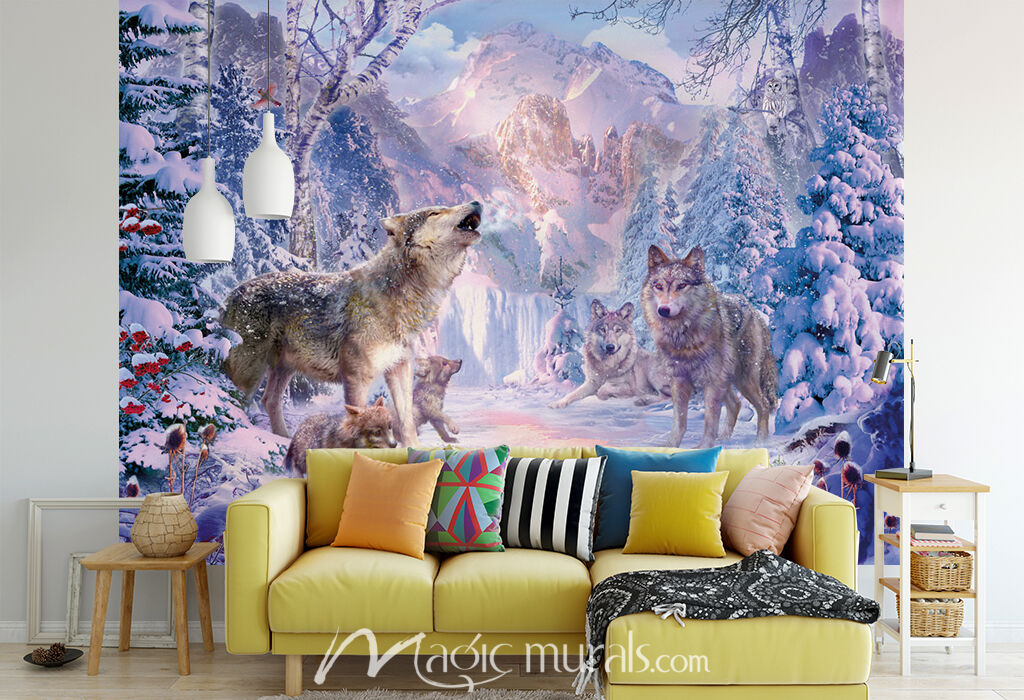 Snow Landscape Wolves Wallpaper Mural by Magic Murals