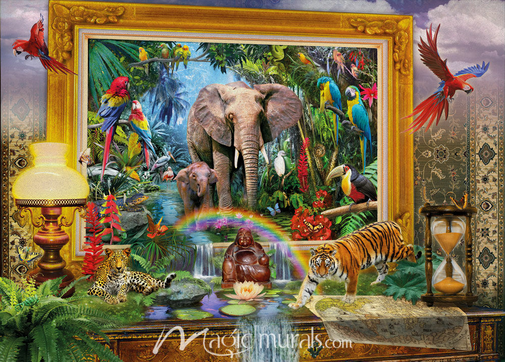 Jungle Coming Wallpaper Wall Mural by Magic Murals