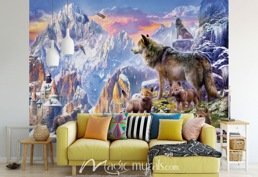 Castle Wolves and Pups Wallpaper Mural by Magic Murals