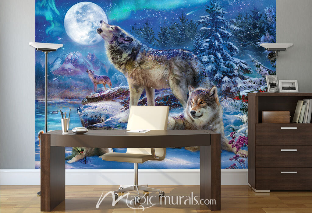 Winter Wolf Family 2 Wallpaper Mural by Magic Murals
