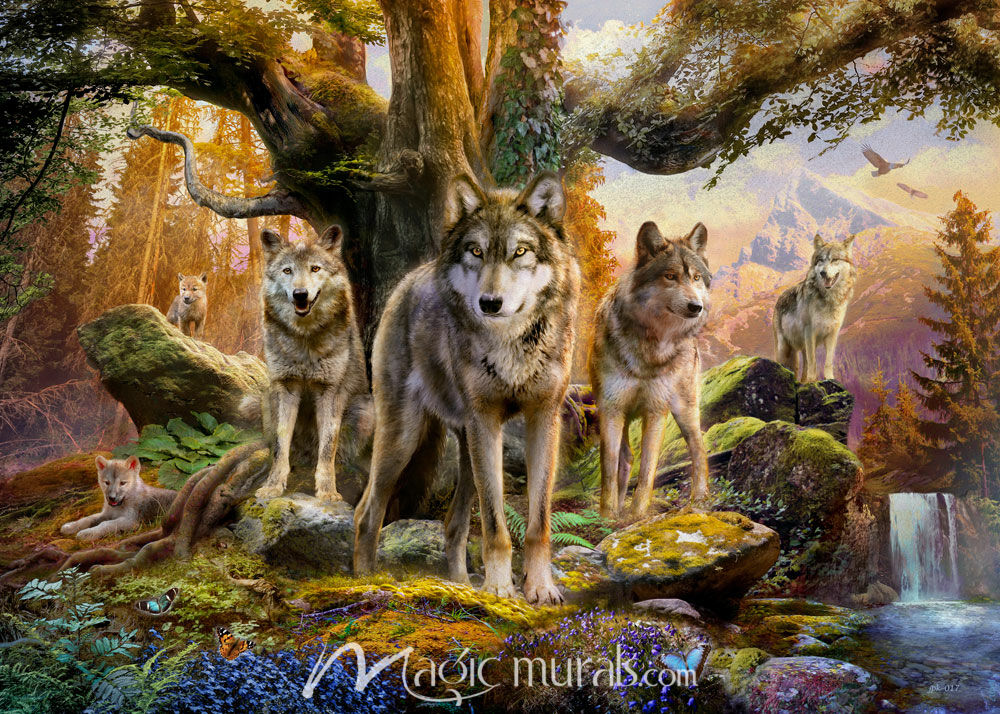 Wolves 2 Wallpaper Wall Mural by Magic Murals