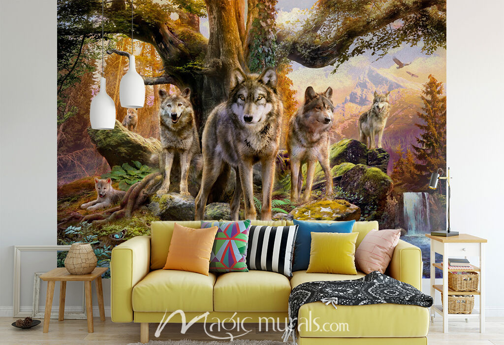 Wolves 2 Wallpaper Wall Mural by Magic Murals
