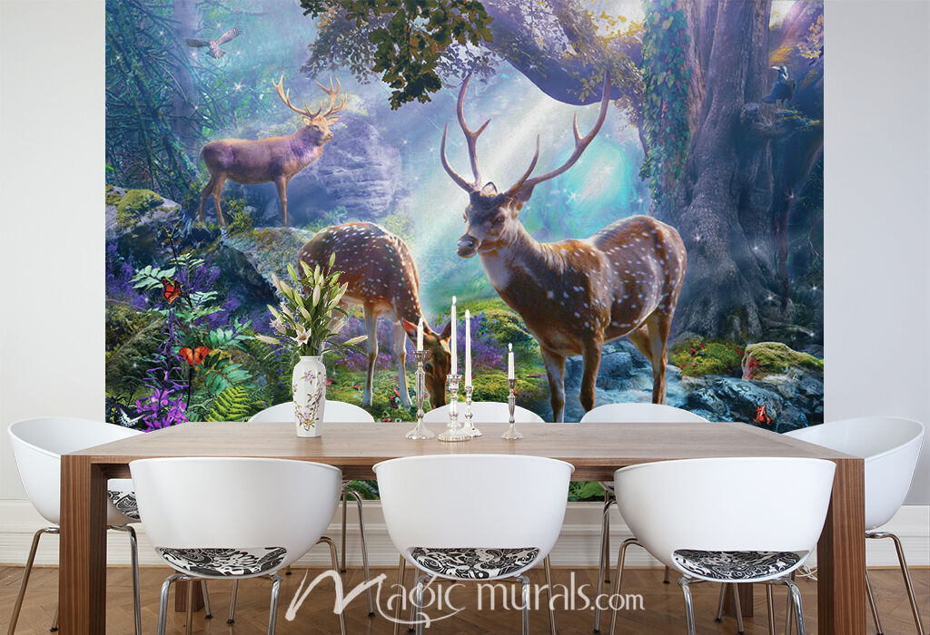 Three Deer in Forest Wallpaper Mural by Magic Murals