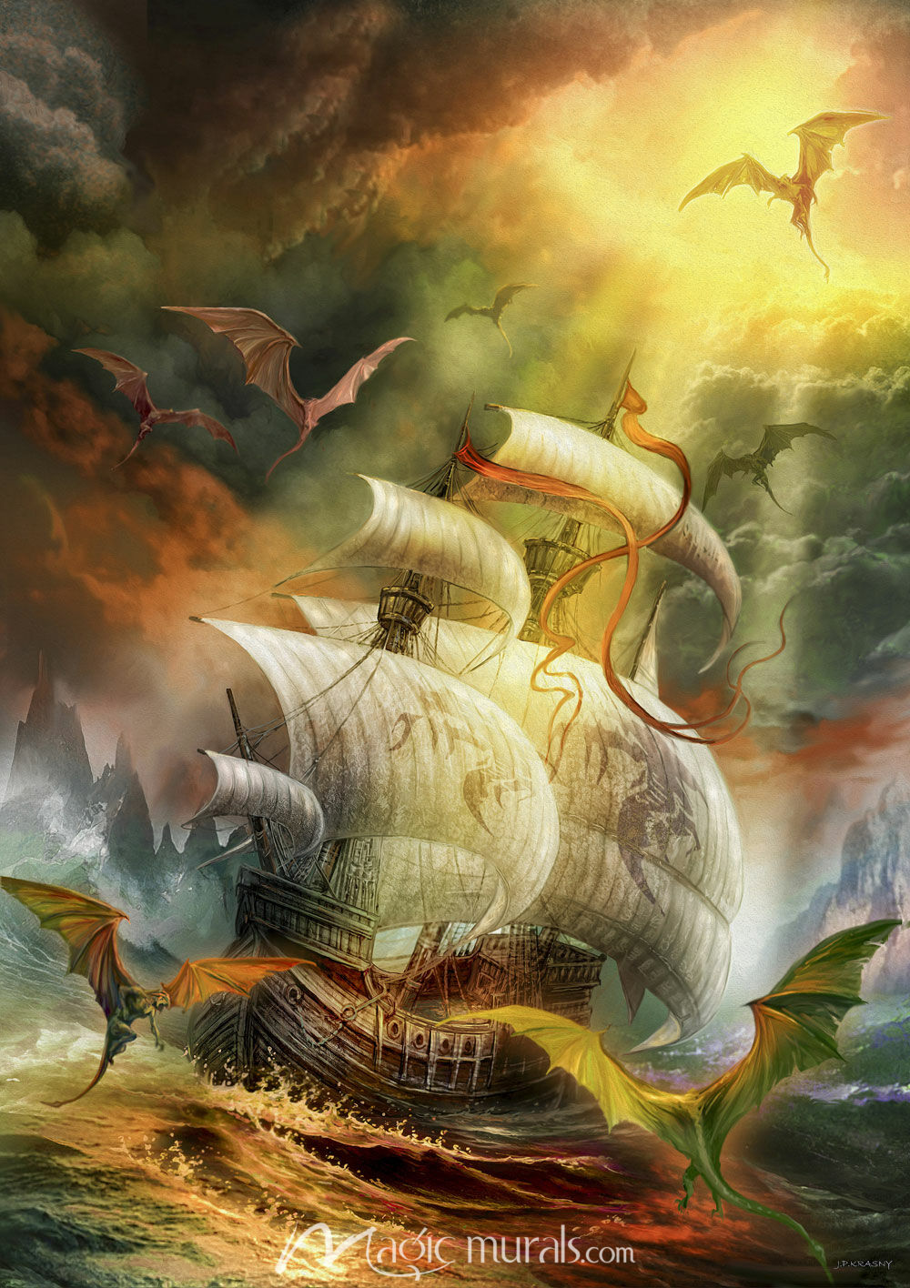 Sailing Boat Wallpaper Wall Mural by Magic Murals