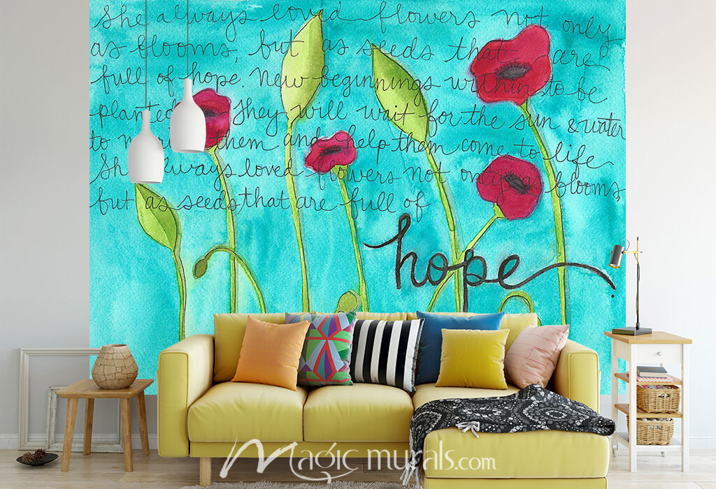 Hope and Flowers Wallpaper Wall Mural by Magic Murals