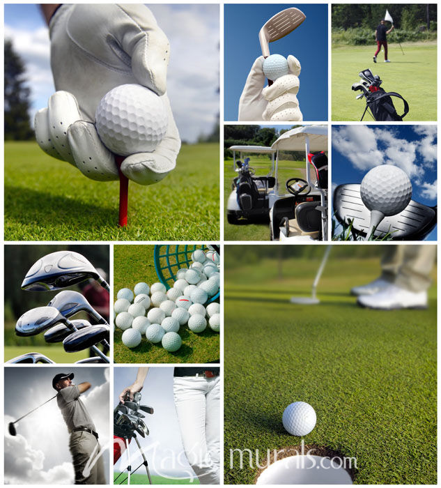 Golfers Collage - Clearance 1472 Wallpaper Mural by Magic Murals