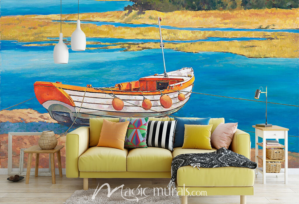 Fishing Boat Wallpaper Wall Mural by Magic Murals