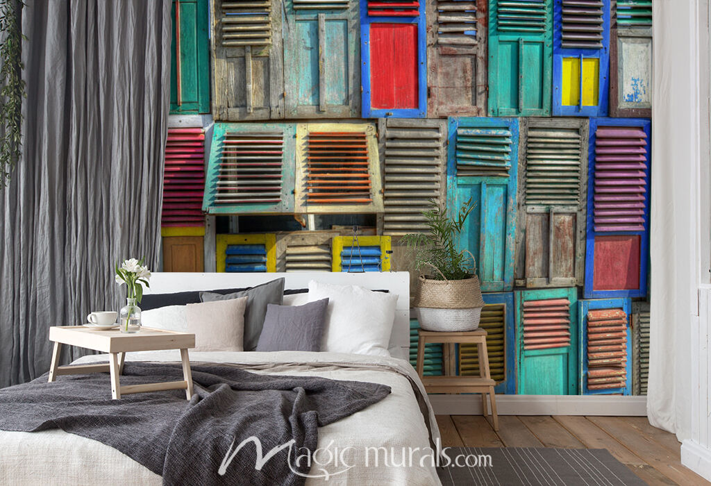 Colorful Shutters Wallpaper Wall Mural by Magic Murals